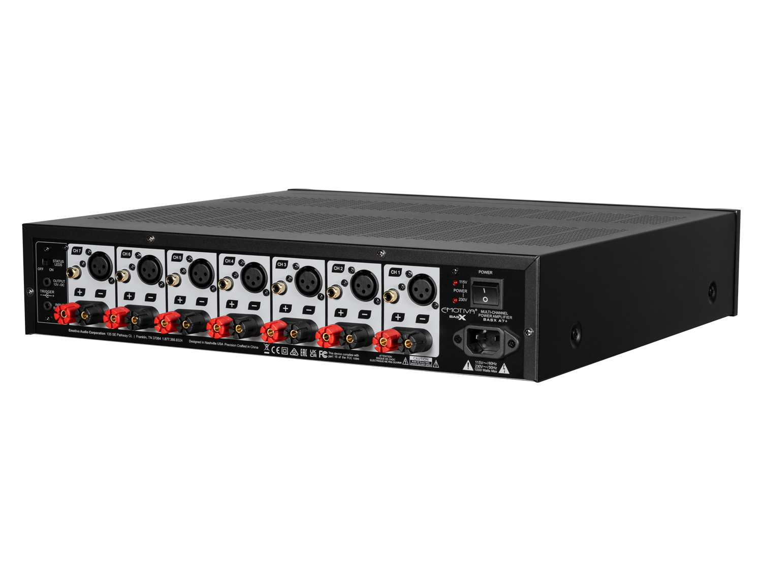 BasX A7+ Seven-Channel Power Amplifier – Emotiva Audio Corporation