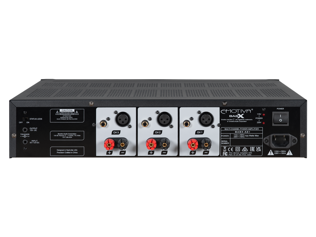BasX A3+ Three-Channel Power Amplifier : Surround Sound : Emotiva ...