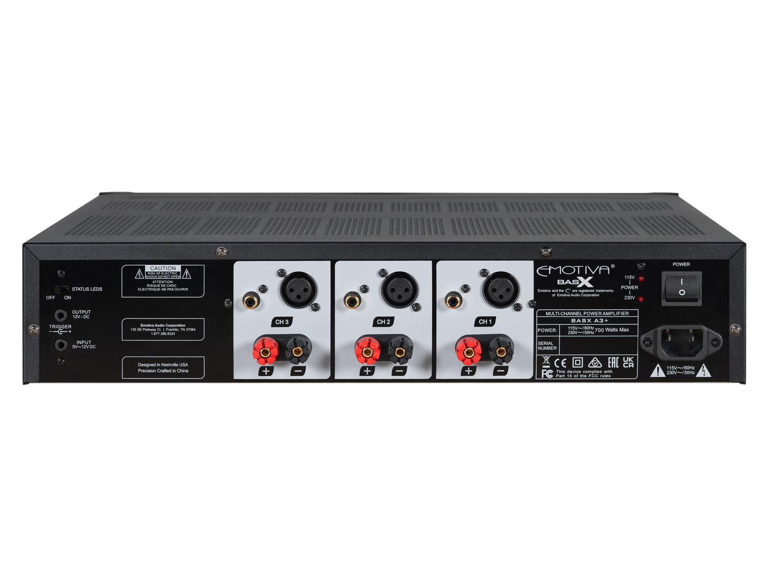BasX A3+ Three-Channel Power Amplifier : Surround Sound : Emotiva ...
