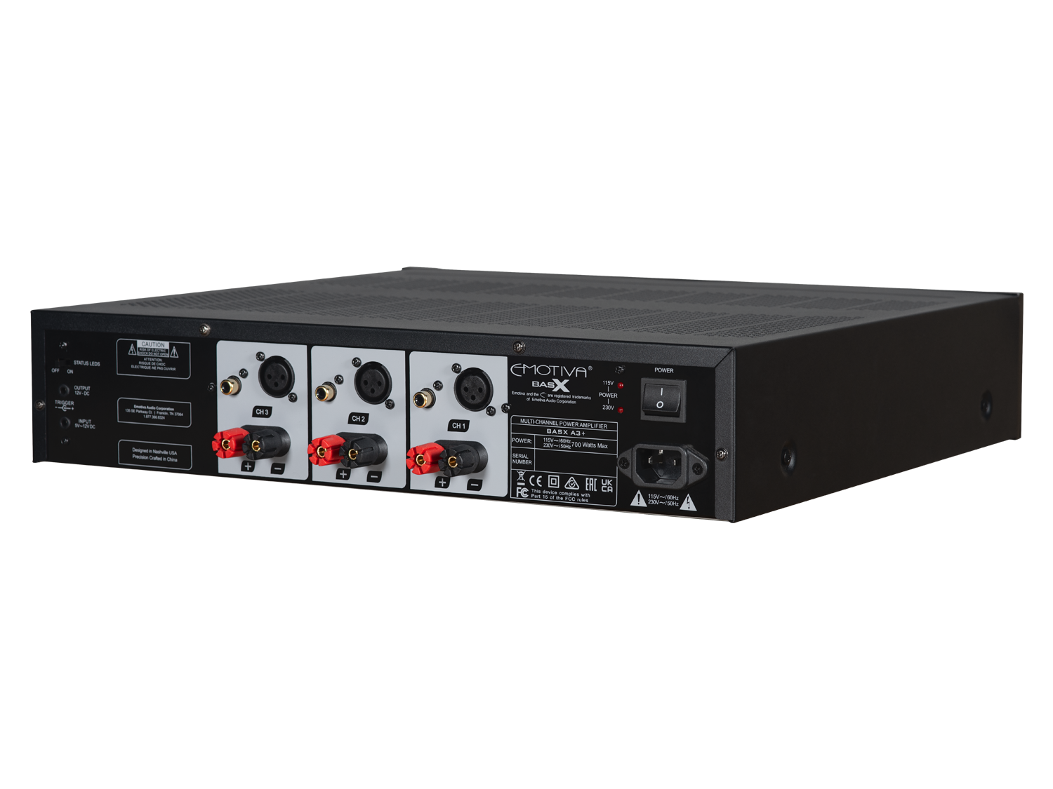 BasX A3+ Three-Channel Power Amplifier : Surround Sound : Emotiva ...